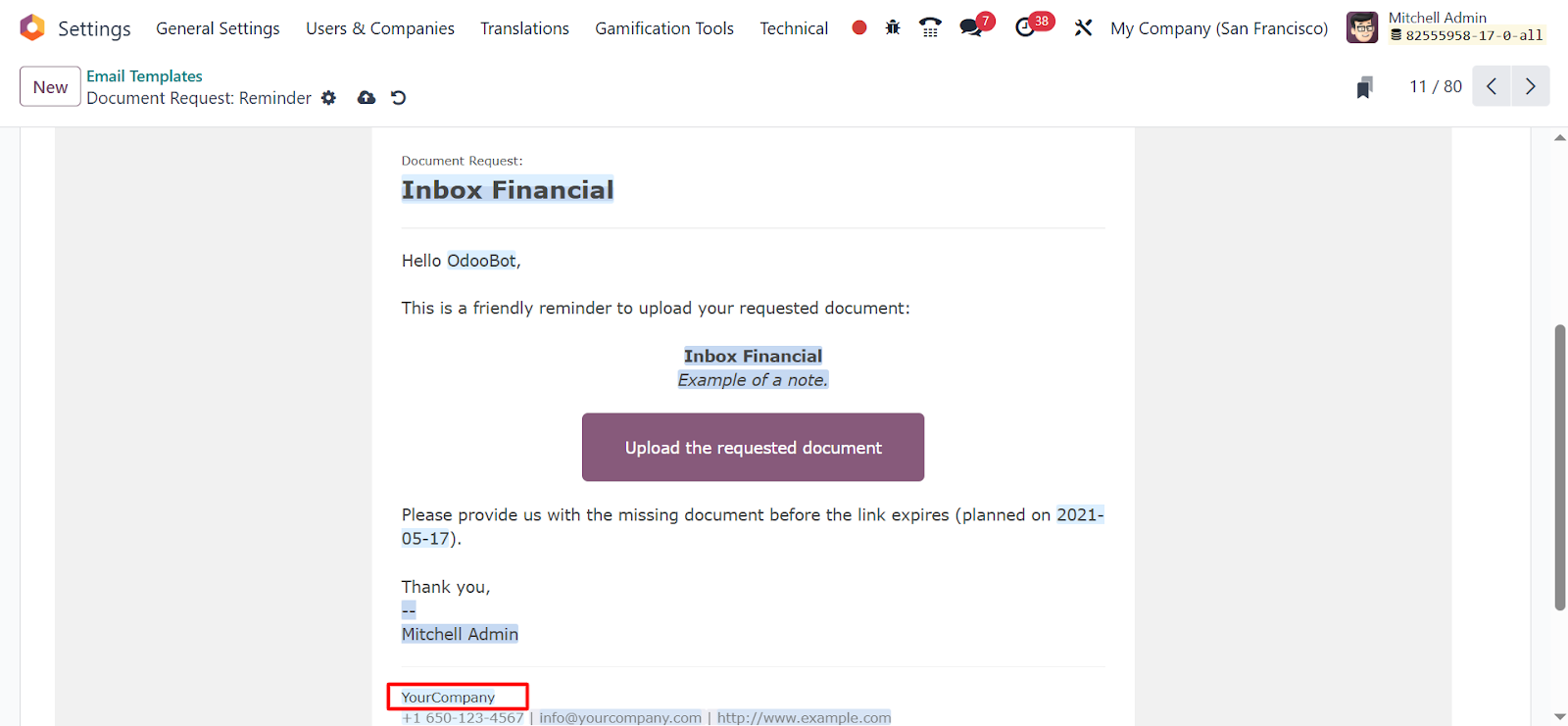 Remove "Powered by Odoo" from Emails - Odiware Technologies